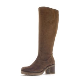 Stiefel Gabor "MILANO", Damen, Gr. 36, Normalschaft, cognac, Veloursleder, unifarben, Schuhe Stiefel, Blockabsatz, Langschaftstiefel, Rei&szlig;verschluss-Stiefel in G-Weite