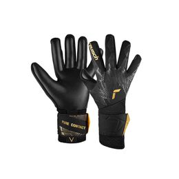 Torwarthandschuhe Reusch "Pure Contact Infinity", Damen, Gr. 10.5, gold (schwarz, goldfarben), 77% Elastodien, 16% Polyester, 7% Polyamid, mehrfarbig, Handschuhe, mit Hybrid Negative Cut