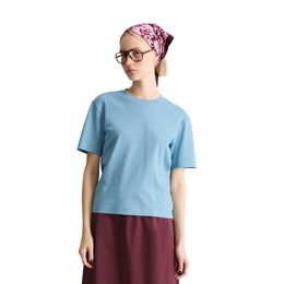 Marc O'Polo Damen T-Shirt "aus Interlock-Jersey"blau dawn, Basic, Gr. L, MARC O'POLO DENIM, unifarben, Obermaterial: 100% Baumwolle, Shirts