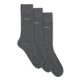 BOSS Herren Businesssocken "3P RS Uni CC", Gr. 47, grau, Baumwollmischung, Socken, mittelhoch, verst&auml;rkte Zehen- und Fersenpartie