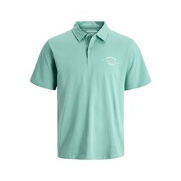 Jack & Jones PlusSize Poloshirt "JJBRANDON POLO SS PLS", Herren, Gr. 5XL, mineral blau, Jersey, Obermaterial: 100% Baumwolle, JACK & JONES PLUSSIZE, bedruckt, regular fit, Shirts
