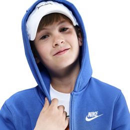 Nike Sportswear Kinder Kapuzensweatjacke "K NSW CLUB FLC HD FZ LS LBR", blau, Gr. L, angeraute Sweatware, Obermaterial: 80% Baumwolle, 20% Polyester,