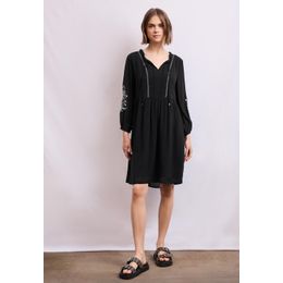 Damen Tunikakleid, schwarz, Gr. 36, STREET ONE STUDIO, unifarben, Stoff, Obermaterial: 50% Viskose, 50% Modal. Unterkleid: 100% Viskose, Kleider,