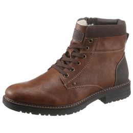 Rieker Herren Schn&uuml;rboots, Gr. 45, braun, Lederimitat, Textil, Schuhe, mit w&auml;rmendem Schurwollfutter