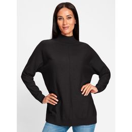 Strickpullover Heine "Pullover", Damen, Gr. 48, schwarz, 100% Baumwolle, unifarben, Pullover Strickpullover