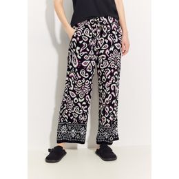 Culotte Cecil "Style Neele", Damen, Gr. S (38), L&auml;nge 26, schwarz, Obermaterial: 100% Viskose, bedruckt, loose fit 7/8-L&auml;nge, Hosen Culotte, Sommerhose mit Ornament Muster