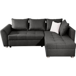 Ecksofa Collection AB "Jana L-Form", grau (anthrazit), B:220cm H:42cm T:161cm, 100%Polyester, Sofas, Ecksofa, inkl. Bettfunktion,Bettkasten und Bonnelfederkern
