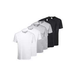 Herren T-Shirt "sechs St&uuml;ck in unterschiedlicher Farbkomination", grau, Basic, Gr. L, Fruit of the Loom, unifarben, Single Jersey, Obermaterial: 100%
