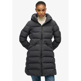 Steppjacke Superdry "CITY MID PADDED JACKET", Damen, Gr. L, ebony, Steppware, Obermaterial: 100% Polyester, unifarben, relaxed fit Po-bedeckend, Jacken Steppjacke, Kunstfaser, relaxed fit