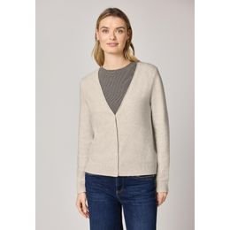 Street One Damen Cardigancotton beige meliert, Gr. 34, unifarben, Web, 37% Baumwolle, 34% Polyacryl, 26% Polyester, 3% Elasthan, Strickjacken, mit