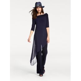 Overall Heine, Damen, Gr. 38, Normalgr&ouml;&szlig;en, blau (nachtblau), 95% Polyester, 5% Elasthan, Netzmaterial:100% Polyamid, unifarben, lang, Overalls Overall