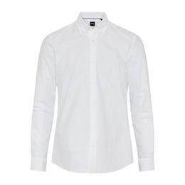 BOSS Herren Businesshemd "ROAN", wei&szlig;, Gr. XXL, unifarben, Web, Obermaterial: 100% Baumwolle, Hemden, Langarm, Button-Down-Kragen, slim fit