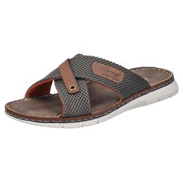 Rieker Herren Pantolette, Gr. 41, gr&uuml;n, Lederimitat, Textil, kontrastfarbene Details, Schuhe, Sommerschuh, Hausschuh, Strandschuh zum Schlupfen