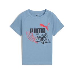 PUMA M&auml;dchen T-Shirt "LITTLE RUNNERS TEE PS", blau, Gr. 98, bedruckt, Jersey, Obermaterial: 100% Baumwolle, Shirts, Kurzarm, f&uuml;r Sportmode und