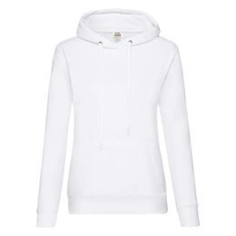 Kapuzensweatshirt Fruit of the Loom "Classic hooded Sweat Lady-Fit", Damen, Gr. XS (34), wei&szlig;, Sweatware, Obermaterial: 80% Baumwolle, 20% Polyester, figurumspielend h&uuml;ftlang, Rundhals, B&uuml;ndchen, Sweatshirts Kapuzensweatshirt, mit K&auml;ngurutaschen