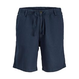 Jack & Jones PlusSize Jogger Pants "JPSTJAIDEN HYBRID BONDI JOG SHORT PLS", Herren, Gr. 46 (6XL), N-Gr, blau (schwarz navy), angeraute Sweatware, Obermaterial: 80% Baumwolle, 20% Leinen, JACK & JONES PLUSSIZE, unifarben, relaxed fit knielang, Hosen