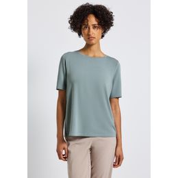 T-Shirt Street One, Damen, Gr. 36, blau (arona blau), Stoff, 76% Viskose, 20% Modal, 4% Elasthan, unifarben, normal normal, Rundhals, abgesteppt, Shirts T-Shirt, mit Glitzerstreifen