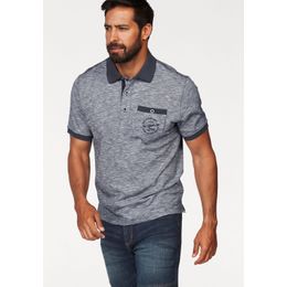 MAN'S WORLD MAN'S WORLD Herren Poloshirt, blau, Gr. S, meliert, Single Jersey, Obermaterial: 100% Baumwolle, Shirts, Kurzarm, Regular Fit, melierte Struktur,