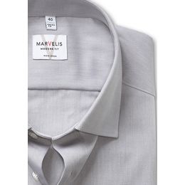 MARVELIS Herren Langarmhemd, grau, Gr. 38, Web, Obermaterial: 100% Baumwolle, Hemden, Businesshemd, Basic, New-Kentkragen, leicht tailliert