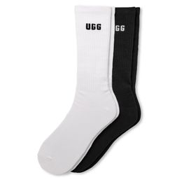 UGG Australia Socken UGG "LEANDER LOGO CREW", Damen, wei&szlig;, schwarz, Materialmix, normal, Socken Socken, Str&uuml;mpfe mit UGG-Markenlogo