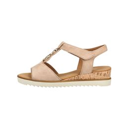 Gabor COMFORT Damen Riemchensandale "Gabor Comfort Sandalen Leder", Gr. 38, beige, Leder, Schuhe