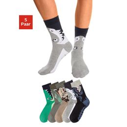 M&auml;dchen Socken, Gr. 23, bunt, Baumwolle, Elasthan, Polyamid, uni und gemustert, Socken, mit Tiermotiven