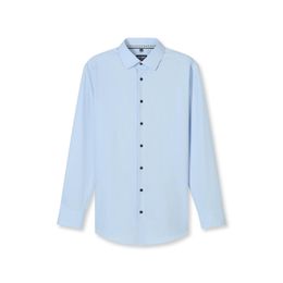 Businesshemd OLYMP "OLYMP Luxor 24/Seven, modern fit, New Kent mit extra langem Arm", Herren, Gr. 39, Normaler Arm, bleu, 64% Baumwolle, 27% Polyester, 9% Elasthan, Hemden