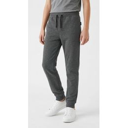 Jogginghose name it "NKMSWEAT f&uuml;r Jungen mit verstellbarem Bund und Kordelzug", Jungen, Gr. 134, N-Gr, grau (dunkelgrau melange), Sweatware, Obermaterial: 80% Baumwolle, 20% Polyester, unifarben, regular fit kn&ouml;chellang, Hosen Jogginghose, unifarben, casual, regular fit, Baumwollmix, Rundhals