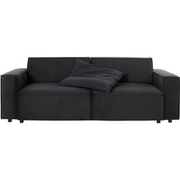 Schlafsofa Home Affaire "Marva", schwarz (schwarz, grau), B:245cm H:90cm T:102cm, 100% Polyester, Sofas, Schlafsofa, incl. Bettfunktion und Bettkasten, Federkern