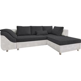 Ecksofa Collection AB "Sally L-Form", grau (silbergrau, anthrazit), B:256cm H:87cm T:165cm, Microfaser PRIMABELLE (100% Polyester) / Struktur (80% Polyester, 20% Acryl);Struktur (80% Polyester, 20% Acryl);Kunstleder SOFTLUX / Struktur (80% Polyester, 20% Acryl);Microfaser PRIMABELLE (100% Polyester) / Cord (100% Polyester), Sofas, Ecksofa, mit und ohne Bettfunktion, inklusive loser R&uuml;cken- und Zie
