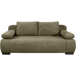Schlafsofa Collection AB "Moritz", olive, B:200cm H:85cm T:98cm, 100%Polyester, Sofas, Schlafsofa, mit Bettfunktion und Bettkasten, komfortabler Federkern