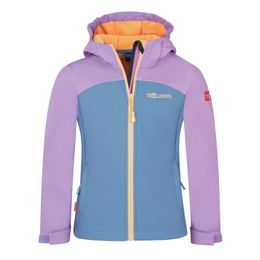 Softshelljacke Trollkids "GIRLS KRISTIANSAND JACKET XT", M&auml;dchen, Gr. 122, violet sorbet, cornflower, Obermaterial: 94% Polyester, 6% Elasthan, Jacken Softshelljacke, f&uuml;r Trekking und sportliche Aktivit&auml;ten, wasserabweisend