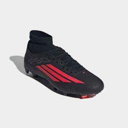 Fu&szlig;ballschuh adidas Performance "F50 LEAGUE MID CUT FIRM GROUND / MULTI GROUND", Gr. 44,5, core schwarz, lucid rot, core schwarz, Synthetik, Textil, Schuhe Fu&szlig;ballschuh, f&uuml;r viele verschiedene B&ouml;den geeignet