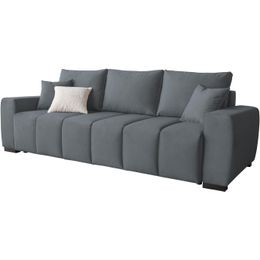 Schlafsofa Home Affaire "Bello", anthrazit, B:239cm, 100% Polyester, Sofas, Schlafsofa, mit Bettfunktion, Bettkasten, Frei im Raum stellbar, Federkern