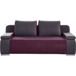 Schlafsofa Collection AB "Moritz", lila (anthrazit, lila), B:200cm H:85cm T:98cm, Kunstleder SOFTLUX / Struktur ( 20% Acryl; 80% Polyester);Microfaser PRIMABELLE (100% Polyester);Microfaser PRIMABELLE (100% Polyester) / Struktur ( 20% Polyacryl; 80% Polyester), Sofas, Schlafsofa, mit Bettfunktion und Bettkasten, komfortabler Federkern