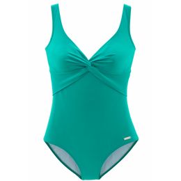 Lascana Damen Badeanzug, blau, Gr. 46, unifarben, Polyamid, Badeanz&uuml;ge, mit Shaping-Einsatz vorn, eingearbeitete Softcups, mit Raffungen