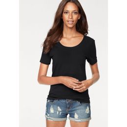 Vivance Damen T-Shirt "aus elastischer Baumwoll-Qualit&auml;t", schwarz, Basic, Gr. 36, unifarben, Single Jersey, Obermaterial: 95% Baumwolle, 5%