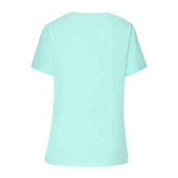 Damen T-Shirt "mit modischem Schlitz am Saum", blau, Basic, Gr. 32, BEACHTIME BY LASCANA, unifarben, Single Jersey, Obermaterial: 100% Baumwolle,