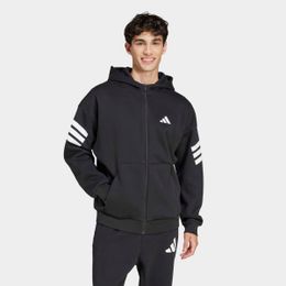 Kapuzensweatjacke adidas Sportswear "FUTURE ICONS 3-STREIFEN", Herren, Gr. M, schwarz, Obermaterial: 67% Polyester, 33% Baumwolle, angesetztes B&uuml;ndchen, Sweatjacken Kapuzensweatjacke