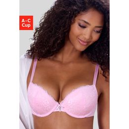 Push-up-BH Lascana "Nina", Damen, Gr. 85, Cup A, rosa, Spitze, Obermaterial: 80% Polyamid, 20% Elasthan, BHs Push-up-BH, mit B&uuml;gel, mit Spitzencups und herausnehmbaren Kissen, Dessous, Topseller
