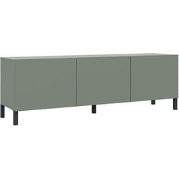 borchardt M&ouml;bel Lowboard BORCHARDT M&Ouml;BEL "Sophia, TV-Schrank mit Metallf&uuml;&szlig;en", salbei, B:139cm H:45cm T:35cm, Holzwerkstoff, Sideboards, Lowboard, Metallf&uuml;&szlig;e, grifflose Optik