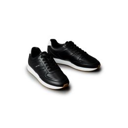 Herren Sneaker "RETRO RUNNER LTH TAPE", Calvin Klein Jeans, Gr. 44schwarz, wei&szlig;, Leder, kontrastfarbene Details, Schuhe, Runner Sneaker, Halbschuh,