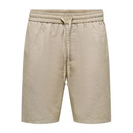 Only & Sons Shorts ONLY & SONS "ONSLINUS 0007 COT LIN SHORTS NOOS", Herren, Gr. XXL, N-Gr, coriander detail:two tone (wei&szlig;), Web, Obermaterial: 75% Baumwolle, 25% Leinen, unifarben, loose fit kniefrei, Hosen Shorts