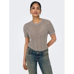 Kurzarmpullover Only "ONLSAGA LIFE SS O-NECK KNT NOOS", Damen, Gr. XL, fungi, Strick, Obermaterial: 70% Baumwolle, 30% Polyester, unifarben, regular fit normal, Rundhals, Pullover, Baumwollmischung, regular fit