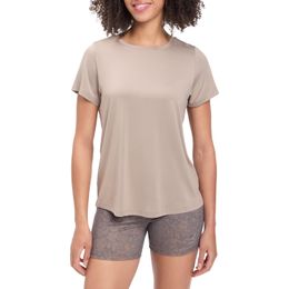T-Shirt Energetics "DA.-T-SHIRT GIANNA SHORT SLEEVE W", Damen, Gr. XL, braun smoke, Jersey, Obermaterial: 95% Polyester, 5% Elasthan, Rundhals, Shirts T-Shirt, Loose Fit, l&auml;ngerer Schnitt hinten, kurze &Auml;rmel, Rundhalsausschnitt