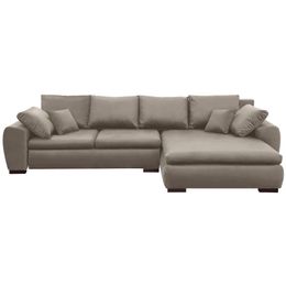 Ecksofa Home Affaire "Cara Mia L-Form, B: 325 cm - OTTO. Verl&auml;ssliche Qualit&auml;t.", grau (taupe), B:325cm H:87cm T:183cm, Luxus-Microfaser Vintageoptik (100% Polyester);Microfaser Antiklederoptik (100% Polyester), Sofas, Ecksofa, mit 4 Zierkissen, optional Bettfunktion & Bettkasten