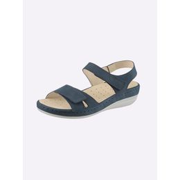 CLASSIC Damen Sandale, Gr. 39, blau, Leder, Nubukleder, Basic, Schuhe