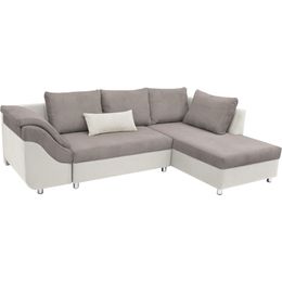Ecksofa Collection AB "Sally L-Form", beige (beige, taupe), B:256cm H:87cm T:165cm, Microfaser PRIMABELLE (100% Polyester) / Struktur (80% Polyester, 20% Acryl);Struktur (80% Polyester, 20% Acryl);Kunstleder SOFTLUX / Struktur (80% Polyester, 20% Acryl);Microfaser PRIMABELLE (100% Polyester) / Cord (100% Polyester), Sofas, Ecksofa, mit und ohne Bettfunktion, inklusive loser R&uuml;cken- und Zierkissen