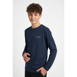 Jack & Jones Langarmshirt JACK & JONES JUNIOR "JJCOLLEGE LOGO TEE LS CREW 2PK MP JNR", Jungen, Gr. 152, navy blazer pack:navy blazer, prism pink, Single Jersey, Obermaterial: 100% Baumwolle, bedruckt, regular fit normal, Rundhals, B&uuml;ndchen, Shirts Langarmshirt