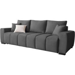 Schlafsofa Home Affaire "Bello", schwarz, B:239cm, 100% Polyester, Sofas, Schlafsofa, mit Bettfunktion, Bettkasten, Frei im Raum stellbar, Federkern